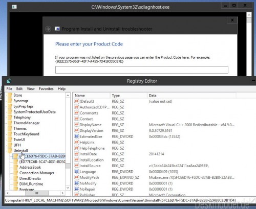 Aus dem Windows Reparatur Utility MSICUU2.exe wurde nun ein Fixit ...
