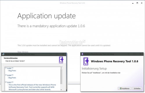 Windows Phone Recovery Tool mit einem Update auf die Version 1.0.6 ...