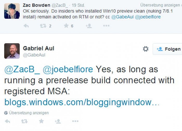 Gabriel Aul bekräftigt kostenloses Windows 10 für Insider - Deskmodder.de