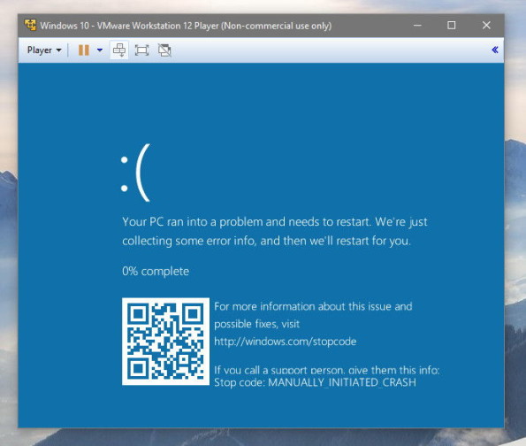 Bluescreen mit QR Code in der neuen Windows 10 Anniversary Update ...