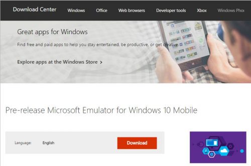 Windows 10 Mobile Build 14383 Emulator geleakt und der Link zum SDK ...
