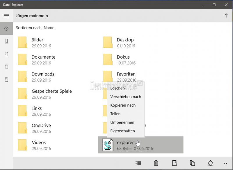 Datei-Explorer App starten in der aktuellen Windows 10 Insider Preview ...