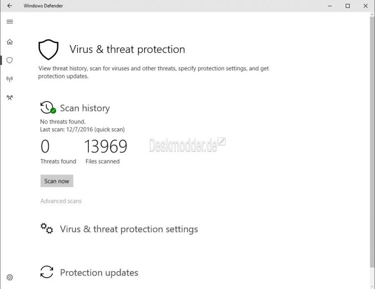 Die neue Windows Defender UI einmal angeschaut - Deskmodder.de