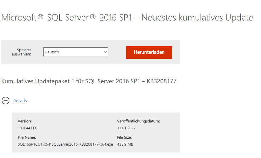 Kumulatives Update für SQL Server 2016 und SP1 steht bereit - Deskmodder.de