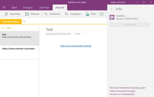 OneNote App Update mit vielen Neuerungen (z.Z.) für die Windows 10 ...