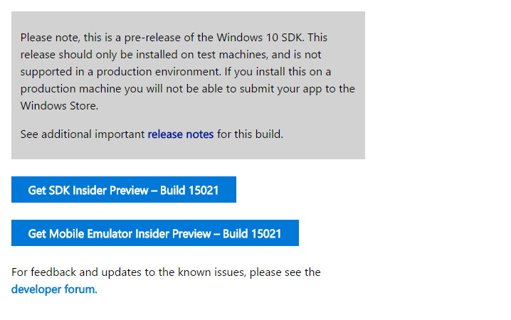 Windows 10 SDK WDK HLK und ADK 15021 steht zum Download bereit ...