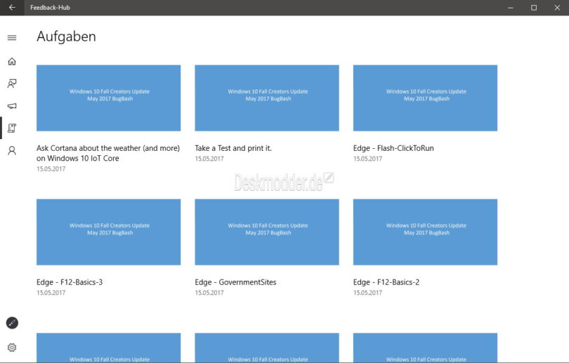 Erster Bug Bash mit 32 Aufgaben können erledigt werden in der Windows ...