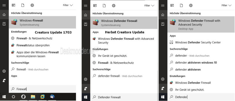 Windows Defender Firewall - Der neue Name in der Herbst Creators Update ...