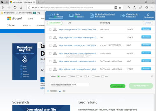 GetThemAll für Microsoft Edge: Video Downloader als Erweiterung ...