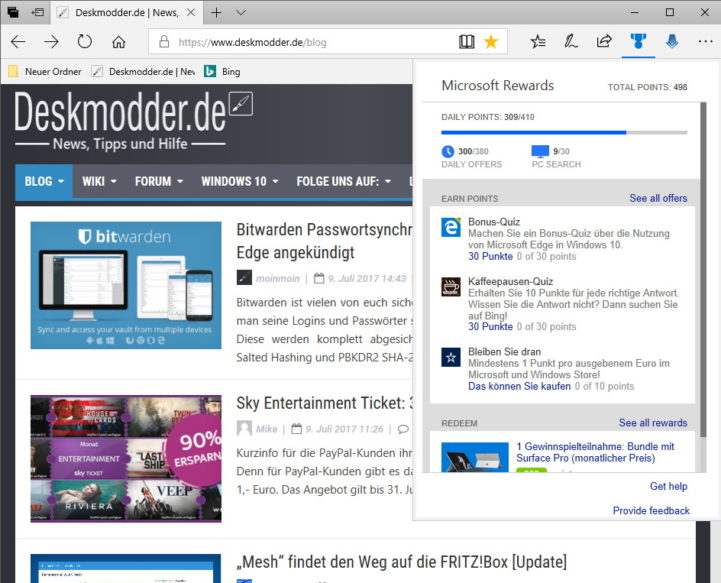 Microsoft Rewards als Edge Erweiterung im Store - Deskmodder.de