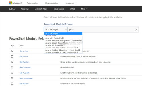 PowerShell Module Browser - Befehle und Erklärungen schnell finden - Deskmodder.de