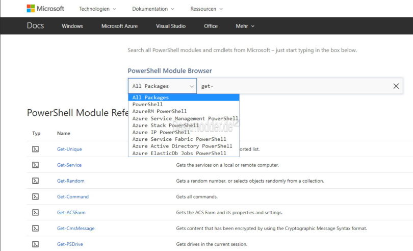 PowerShell Module Browser - Befehle und Erklärungen schnell finden ...