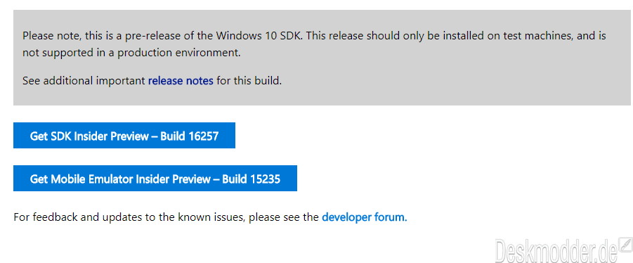 Windows 10 16257 SDK, WDK, ADK und HLK stehen zum Download bereit ...