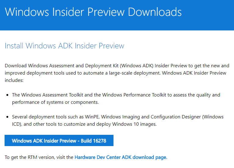 Windows 10 16278 SDK, WDK HLK und ADK steht zum Download bereit ...