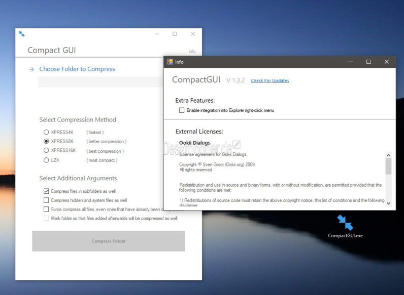 CompactGUI Programme oder Ordner komprimieren in Windows 10 - Deskmodder.de