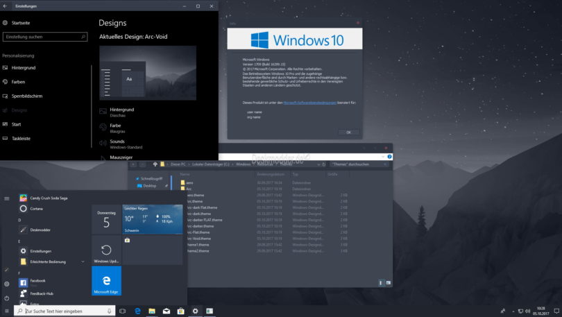 UltraUXThemepatcher und Theme der Windows 10 1703 funktionieren auch in ...