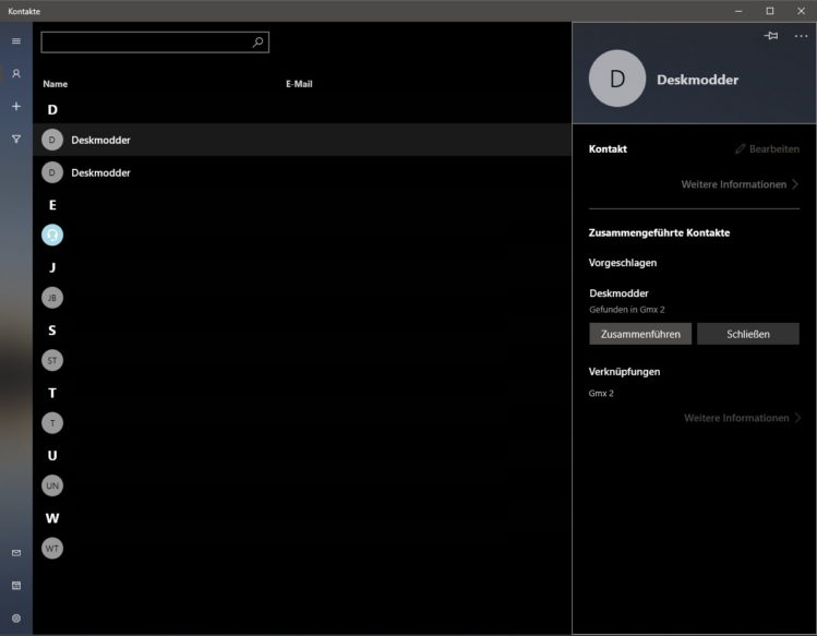 Kontakte App mit neuer Ansicht unter Windows 10 (Appx) - Deskmodder.de