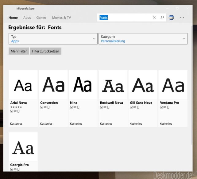 Schriftarten / Fonts aus dem Microsoft Store installieren - Deskmodder.de