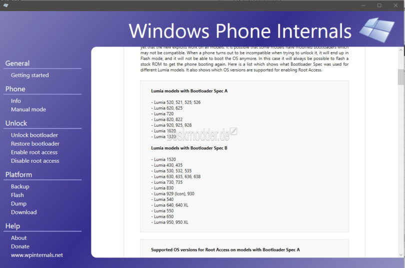 Windows Phone Internals (WPinternals) 2.4 ist mit vielen ...