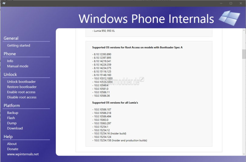 Windows Phone Internals (WPinternals) 2.4 ist mit vielen ...