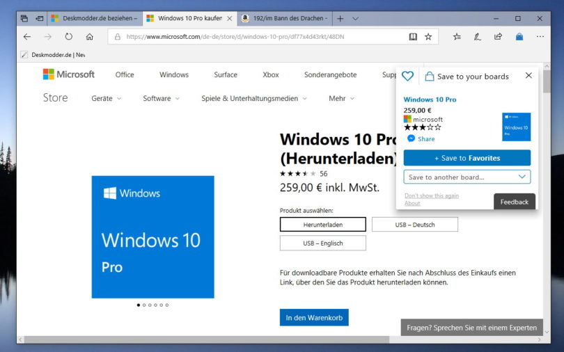 Microsoft startet Preisvergleich im Microsoft Edge als Banner in der ...