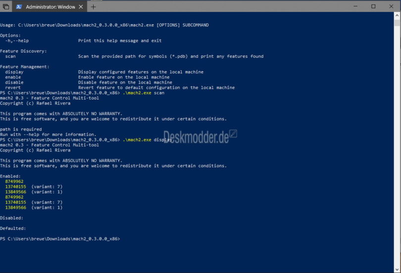 Mach2 - Windows 10 nach neuen Funktionen durchsuchen und übernehmen [Update] - Deskmodder.de
