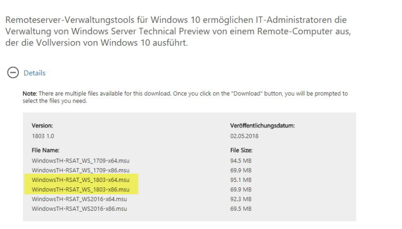 Remoteserver-Verwaltungstools für Windows 10 1803 stehen bereit ...