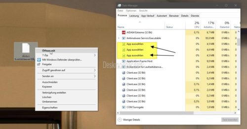 App auswählen im Task-Manager ein Bug in der Windows 10 1803 17134 - Deskmodder.de