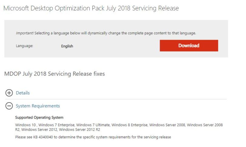 Microsoft Desktop Optimization Pack Juli 2018 Update steht bereit ...