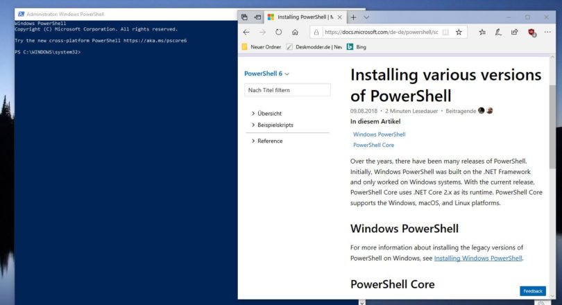 PowerShell mit direktem Hinweis auf PowerShell Core in der Windows 10 1903 - Deskmodder.de