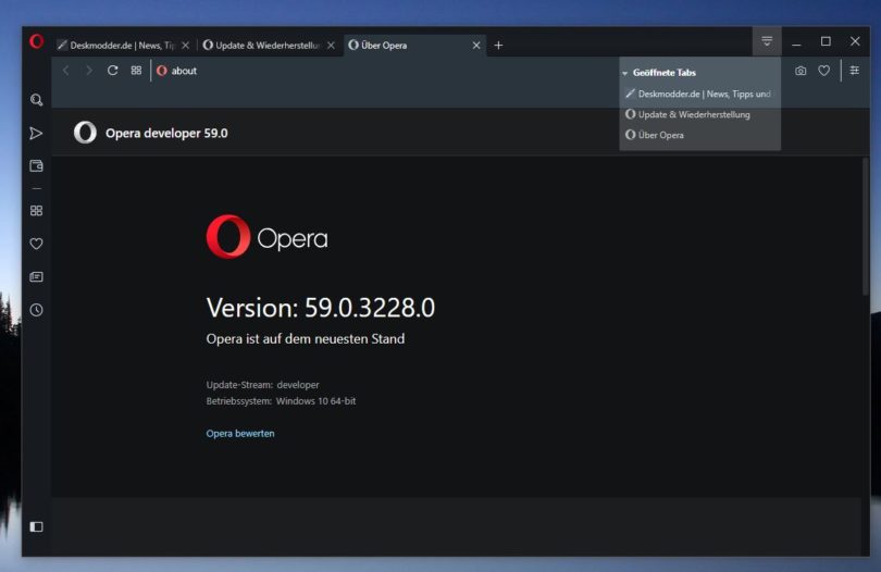 Erster Opera R3 Version 59 steht als Developer Version bereit ...
