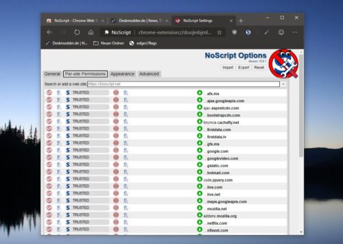 NoScript Erweiterung für Google Chrome und Microsoft Edge (Chromium) - Deskmodder.de