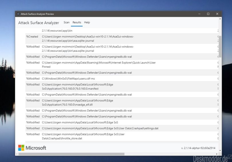 Attack Surface Analyzer 2 - Überwachen, was auf dem PC oder bei einer ...