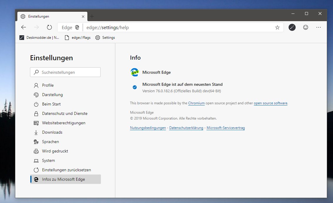 Microsoft Edge Dev 76.0.182.6 mit Changelog | Deskmodder.de