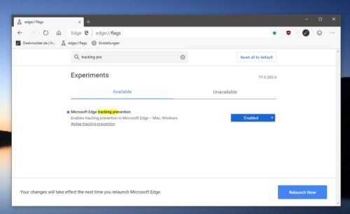 Microsoft Edge nun auch mit Tracking Schutz - Deskmodder.de
