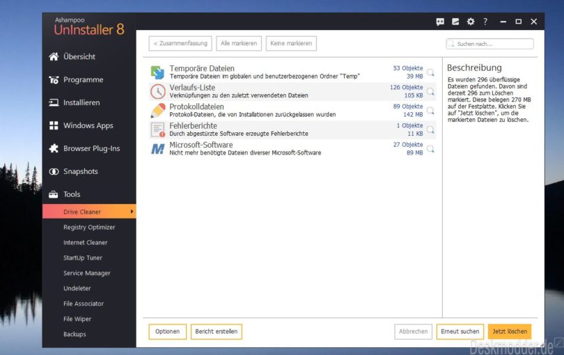 Ashampoo Uninstaller 8 im kurzen Test und Gewinnspiel - Deskmodder.de
