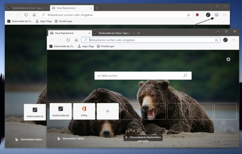 Microsoft Edge (Chromium) Feedback Smiley entfernen - Deskmodder.de