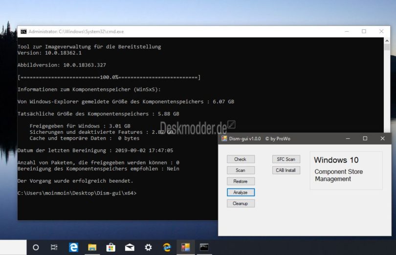 DISM-Gui - Kleiner Helfer für DISM-Befehle, sfc und Cab-Install für ...
