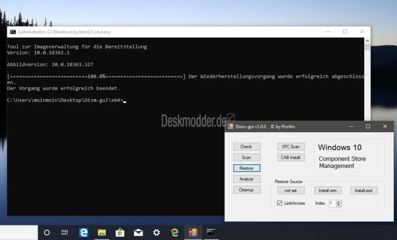 DISM-Gui - Kleiner Helfer für DISM-Befehle, sfc und Cab-Install für ...
