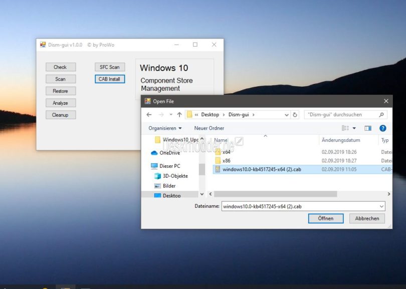 DISM-Gui - Kleiner Helfer für DISM-Befehle, sfc und Cab-Install für ...