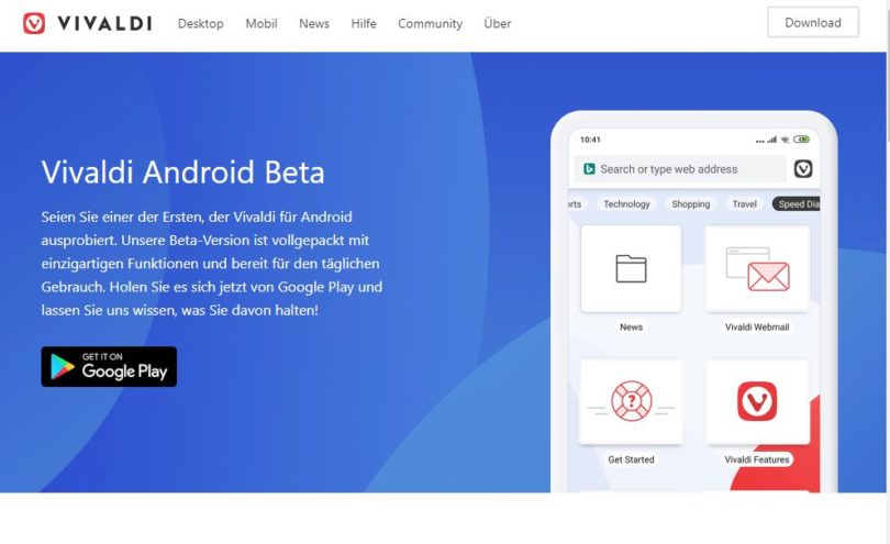 Vivaldi Android Beta steht im Play Store zum Download bereit - Deskmodder.de