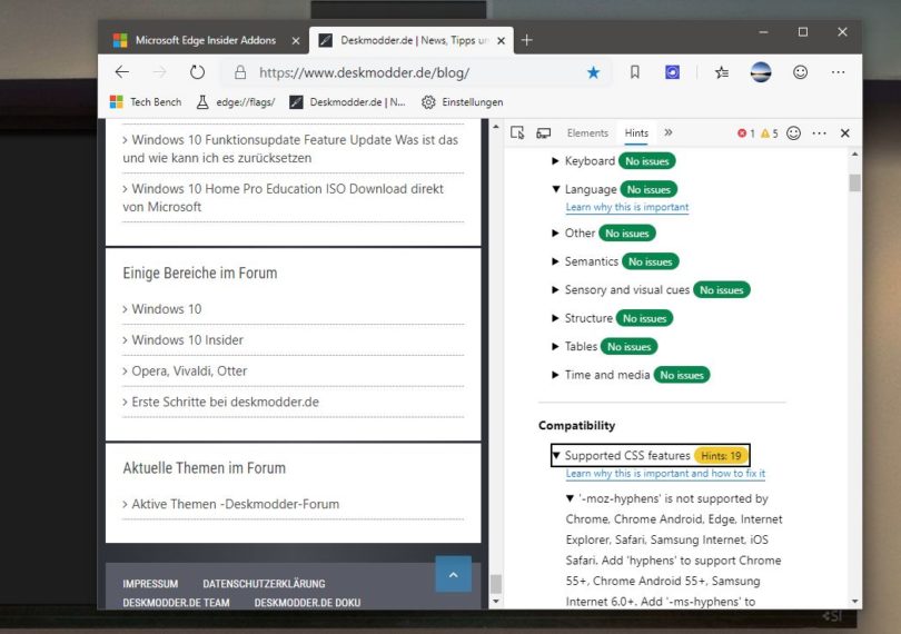 Webhint Browser-Erweiterung für Google Chrome (Chromium), Microsoft ...