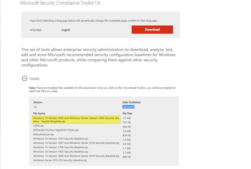 Anpassungen im "Microsoft Security Compliance Toolkit" wurden ...