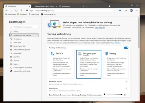 Microsoft Edge 79 blockiert nun etwa 25% mehr Tracker - Deskmodder.de