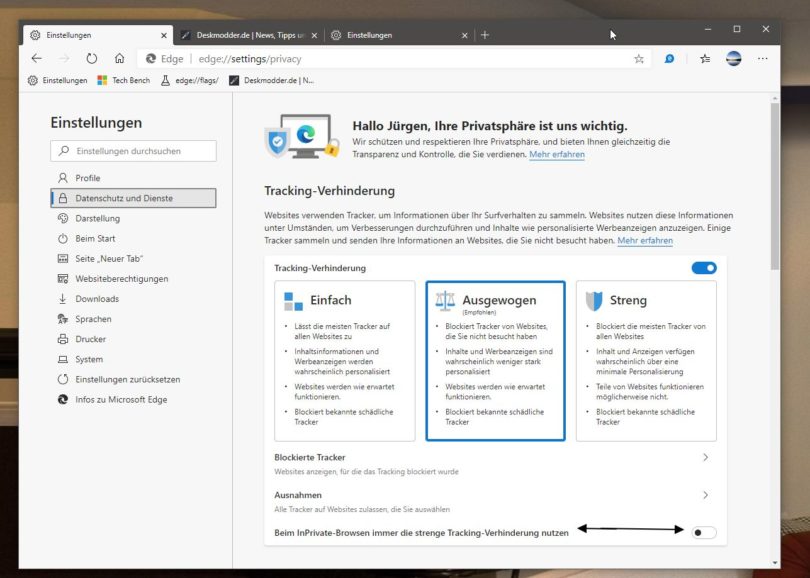Microsoft Edge 79 blockiert nun etwa 25% mehr Tracker - Deskmodder.de