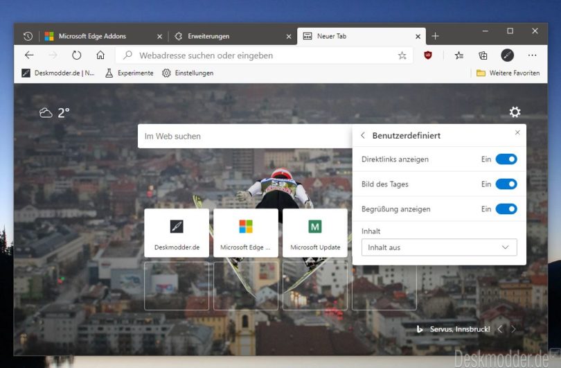 New Tab - Neuer Tab im Microsoft Edge leer lassen - Ohne Suche und Logo ...