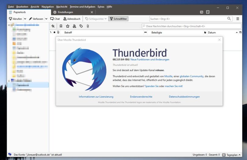 Thunderbird 68.3.0 steht zum Download bereit - Deskmodder.de