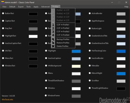 Classic Color Panel - Windows 10 Farbänderungen jetzt auch mit Profilen ...