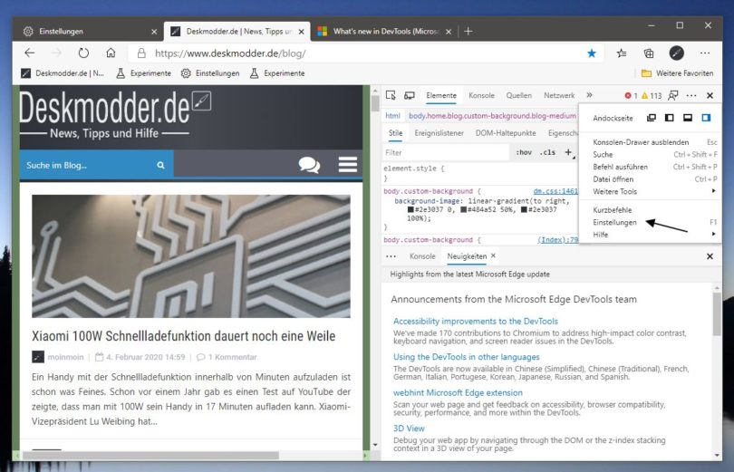 Microsoft Edge Dev Tools (Entwicklungstools) nun auch in Deutsch und ...