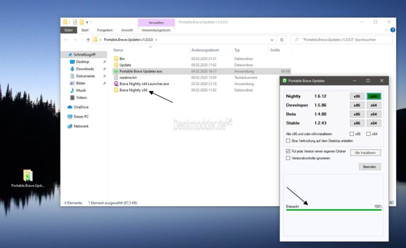 Portabler Brave Updater - Brave Browser in allen Versionen portabel ...